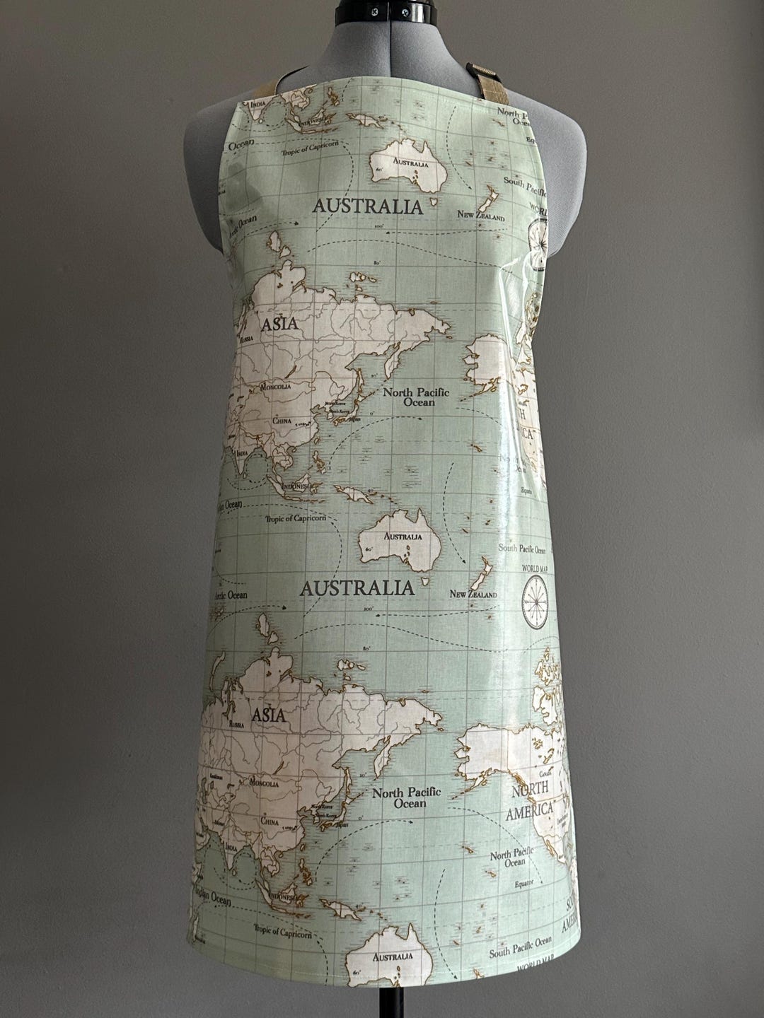 Wipeable World Map PVC Apron - Etsy
