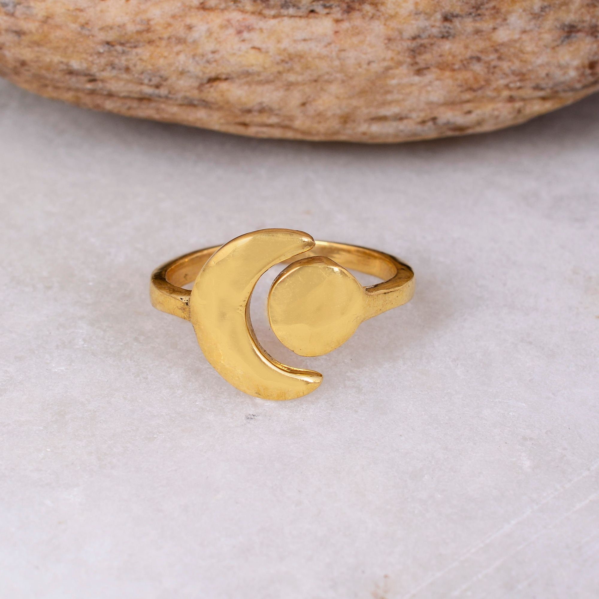 Moon Crescent Ring Plain Silver Ring Half Moon Ring Brass | Etsy