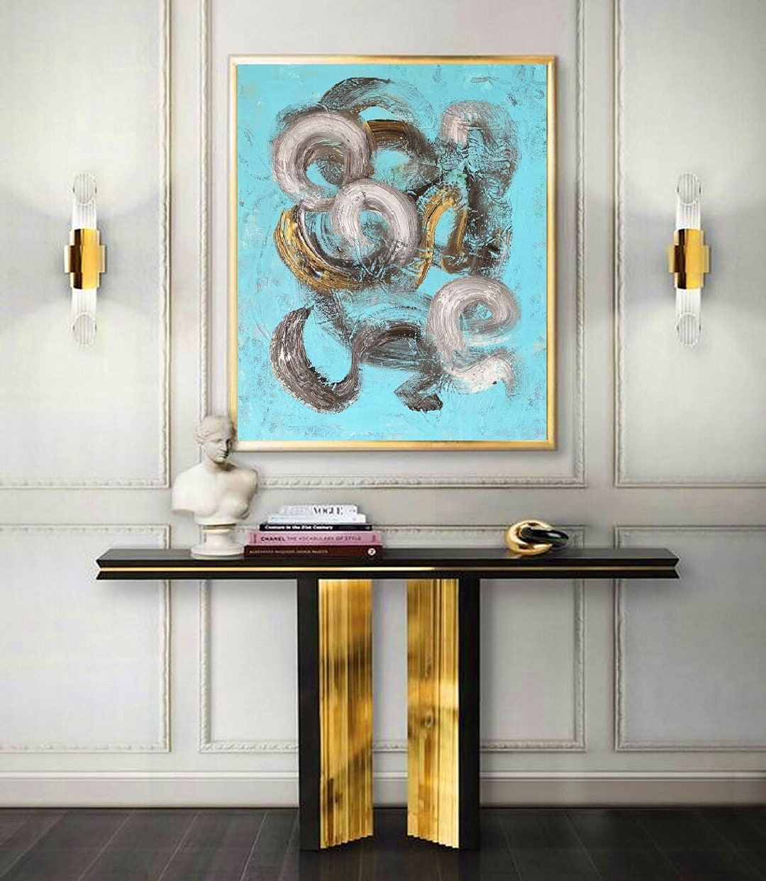 Colorful Abstract Pollock Painting, Original Oil Acrylic Canvas, Modern ...