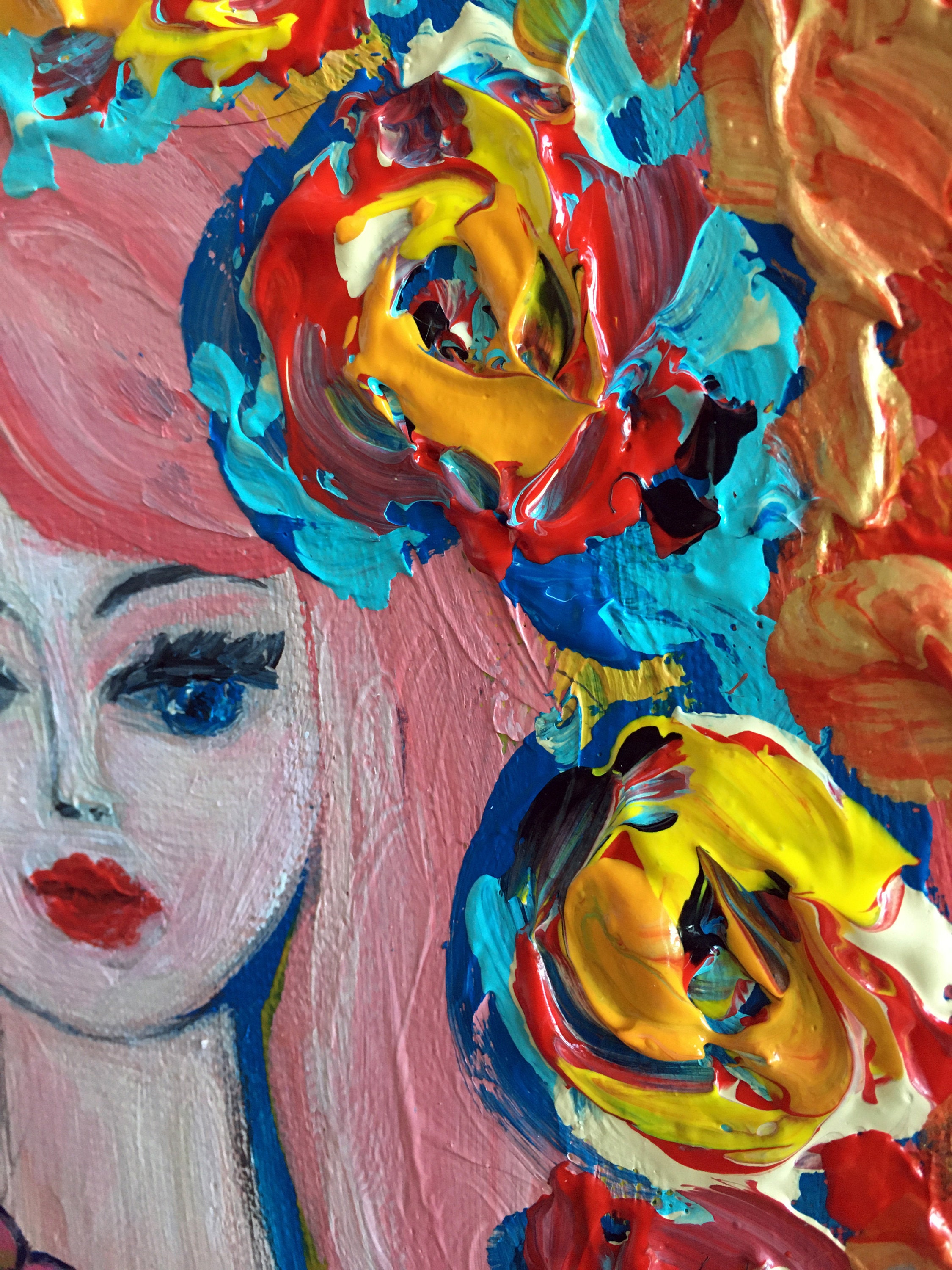 Portrait Painting ORIGINAL Woman Girl Painting Color Red - Etsy