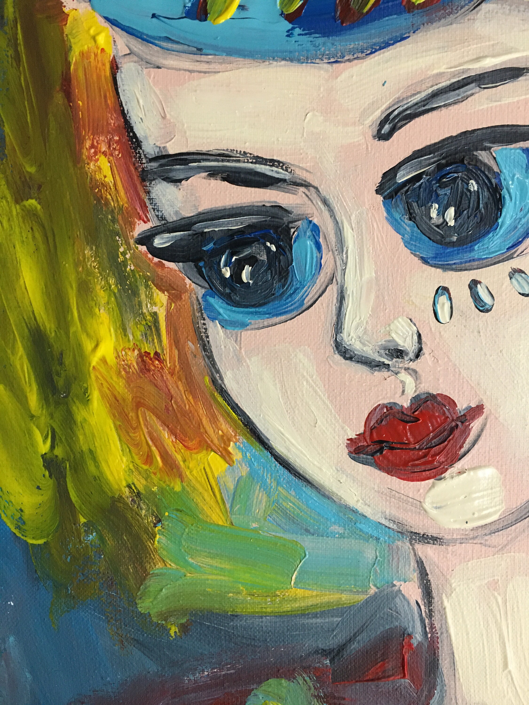 Portrait Painting ORIGINAL Woman Girl Painting Color Red Sensual Female ...