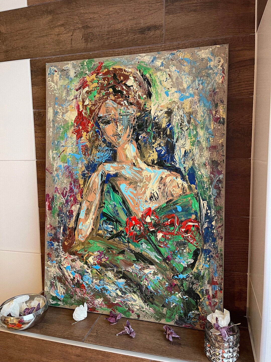 Woman Painting Female Figure Feminine Blue Lady Red Sensual Painting ...