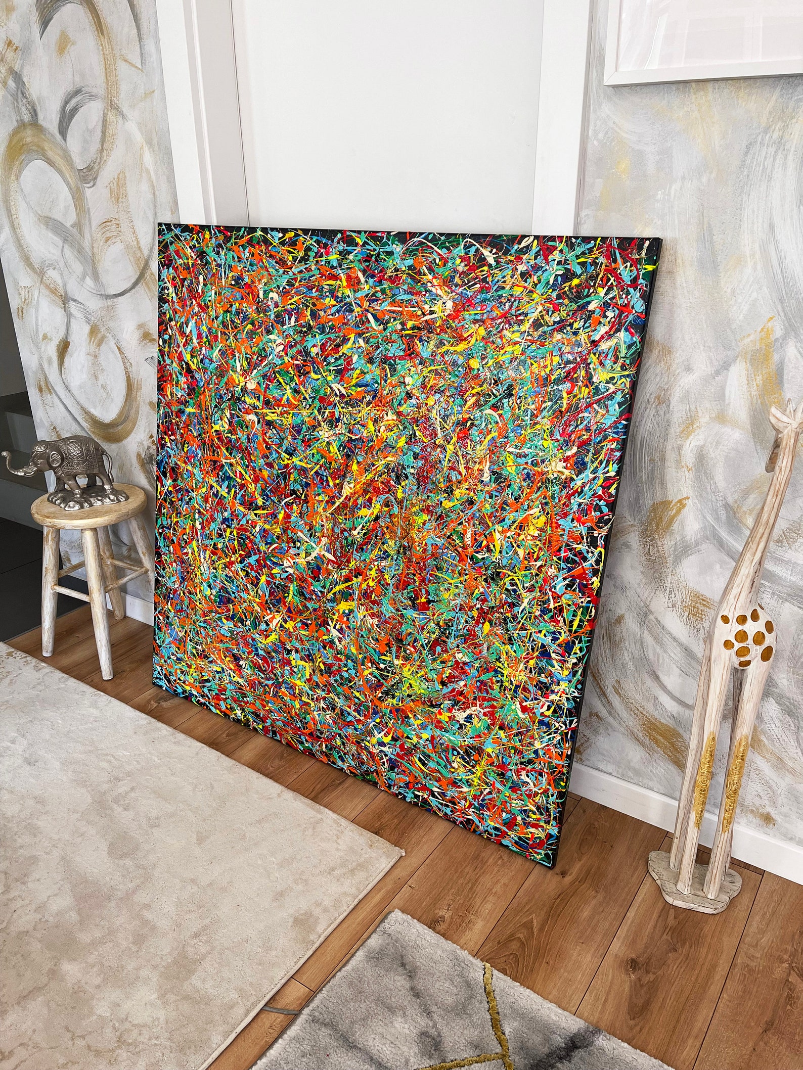 Abstract Jackson Pollock Inspired Art, Jackson Pollock Large Artwork ...