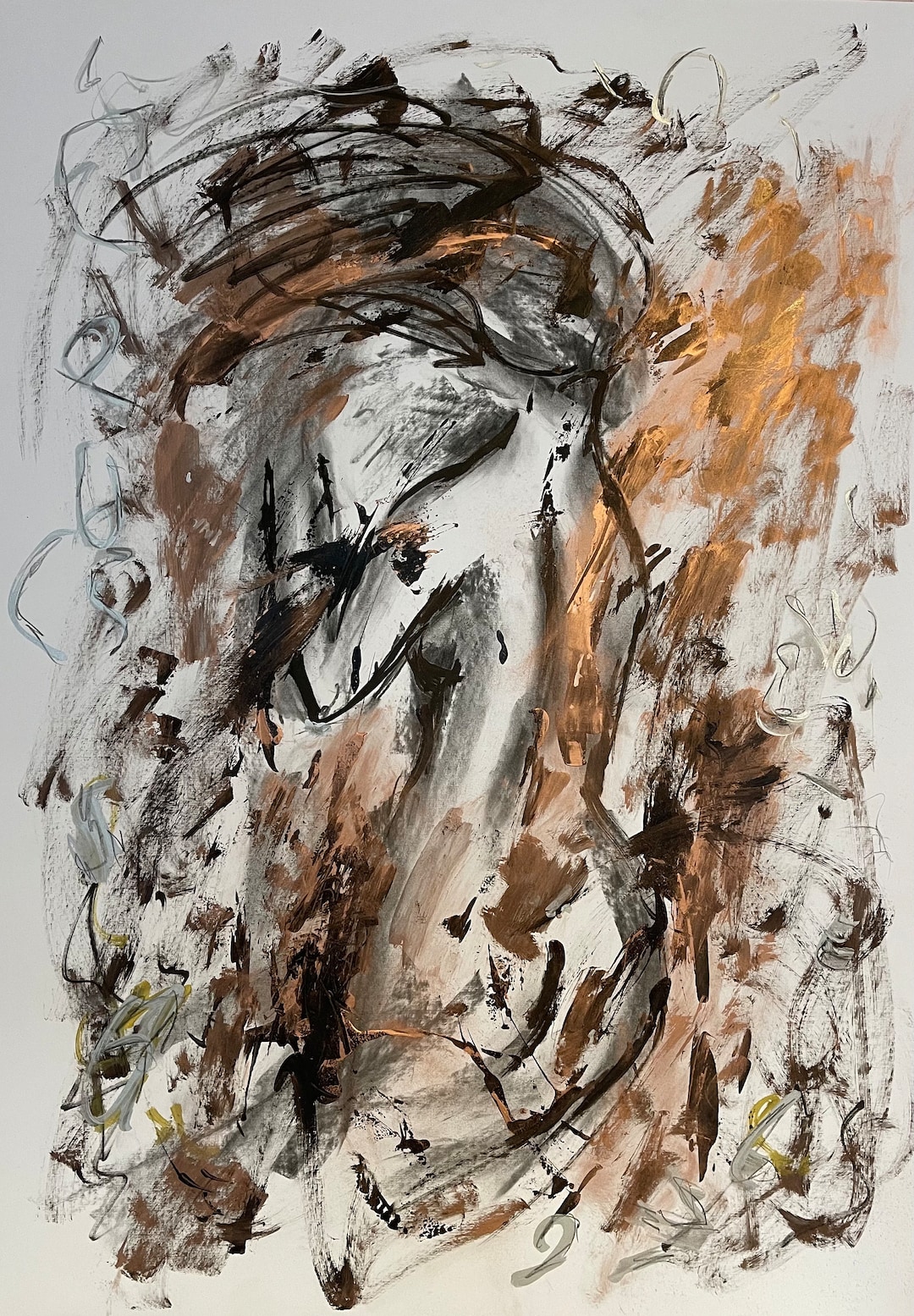 Abstract Painting Woman Art Sketch Girl 28" Woman Body Pastel Charcoal ...