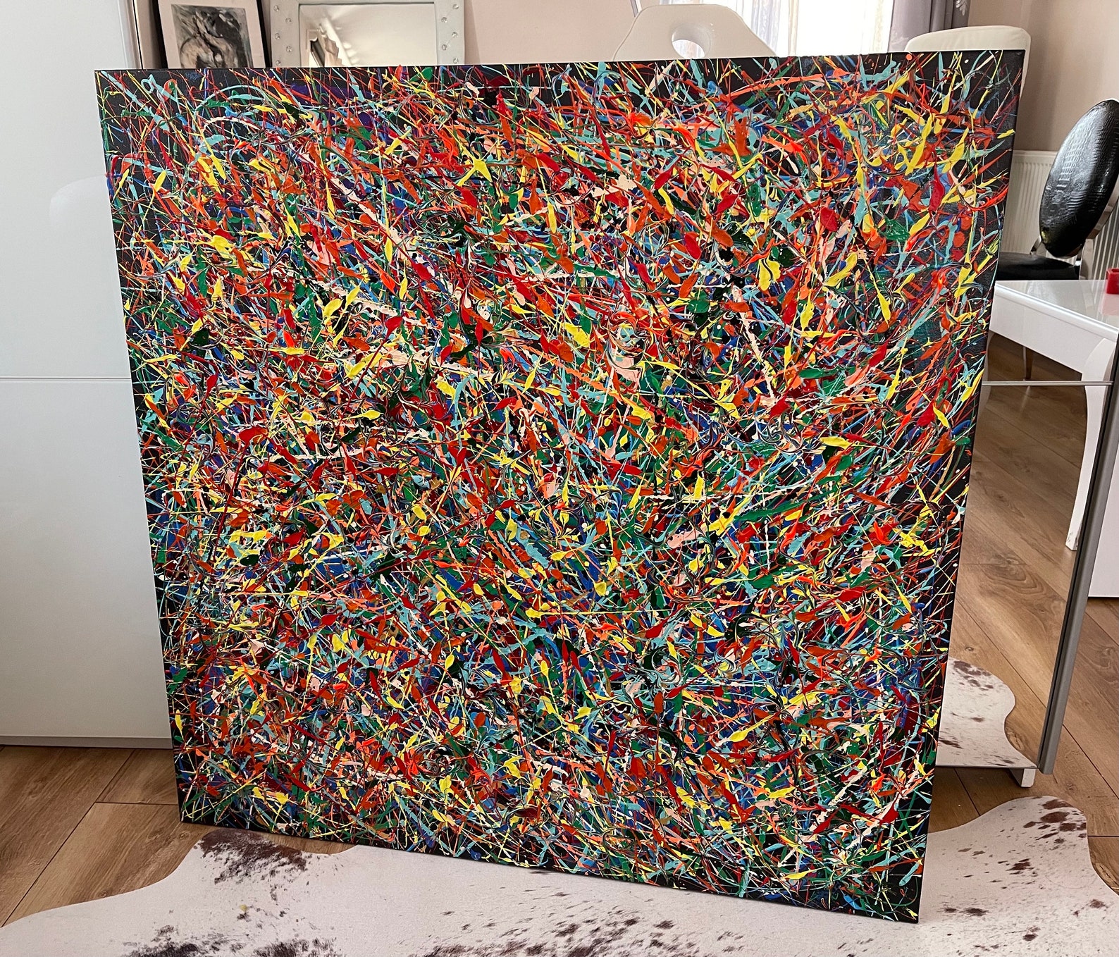 Abstract Jackson Pollock Inspired Art, Jackson Pollock Large Artwork, Jackson Pollock Style Art ...