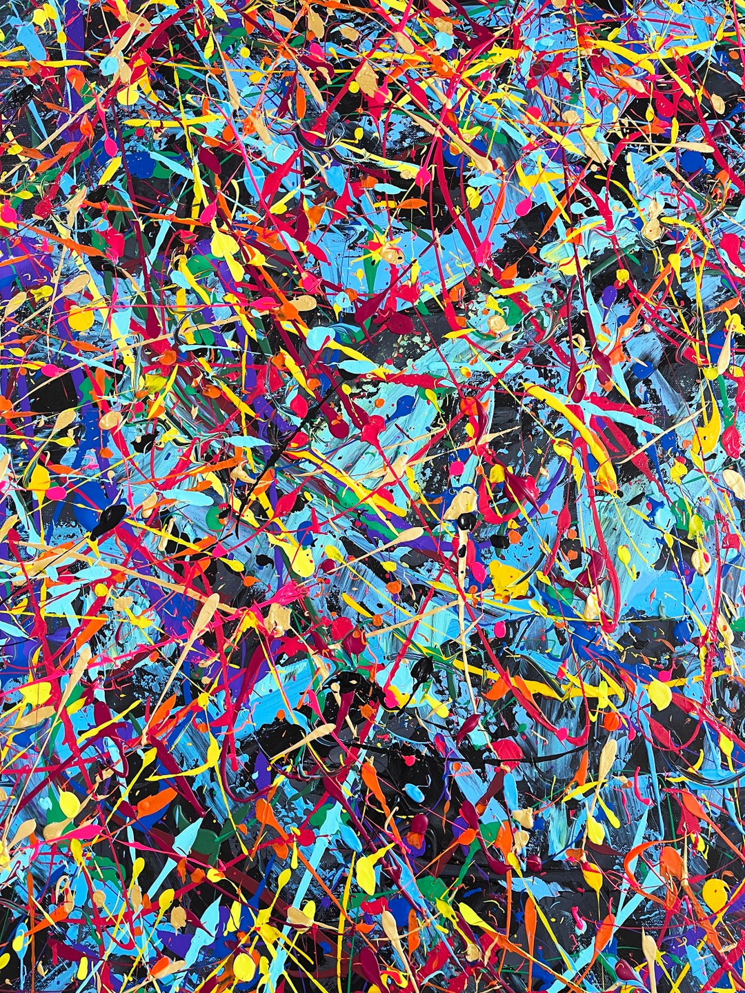 Abstract Jackson Pollock Inspired Art, Jackson Pollock Large Artwork, Jackson Pollock Style Art ...