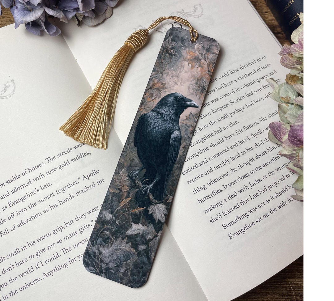 Gothic Raven Bookmark - Double Sided - Book Lovers Gift - Cottagecore ...