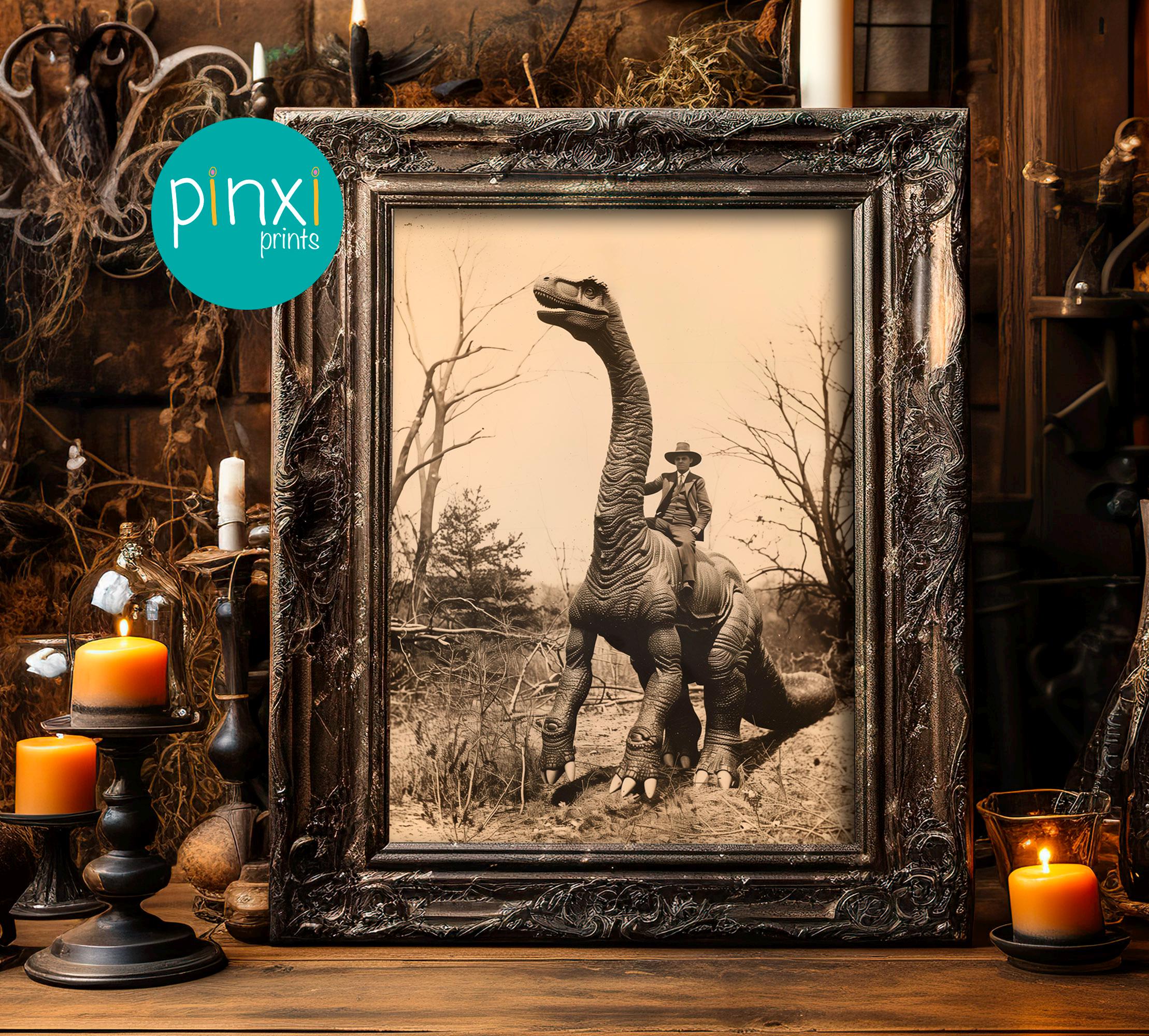 Victorian Riding A Dinosaur, Art Print, Victorian Photography, Vintage ...