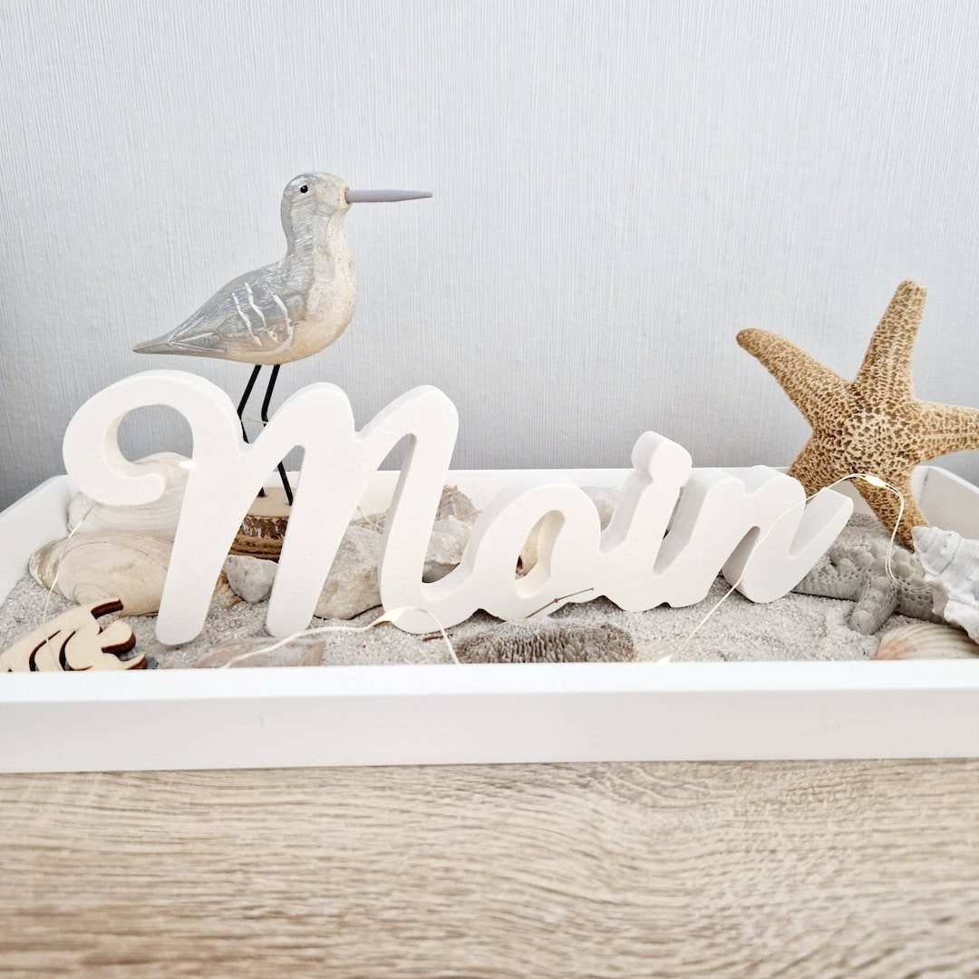 Schriftzug Moin zum hinstellen, Moin Dekoelement, Maritime Tischdeko ...