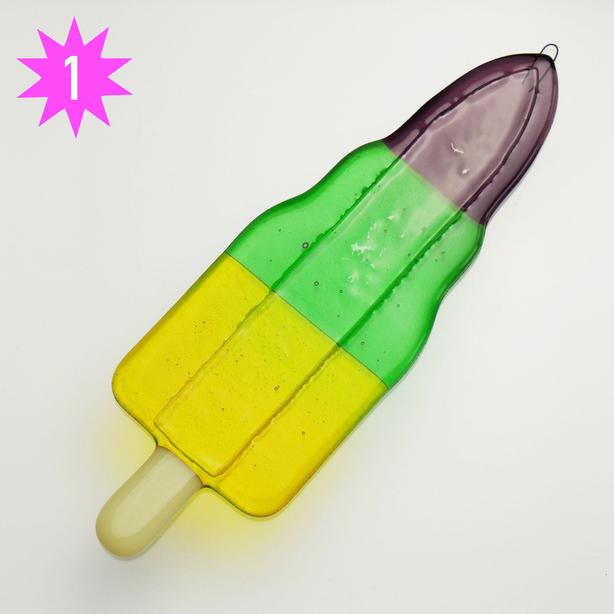 Retro Zoom Rocket Ice Lolly Pop in Fused Glass | Etsy