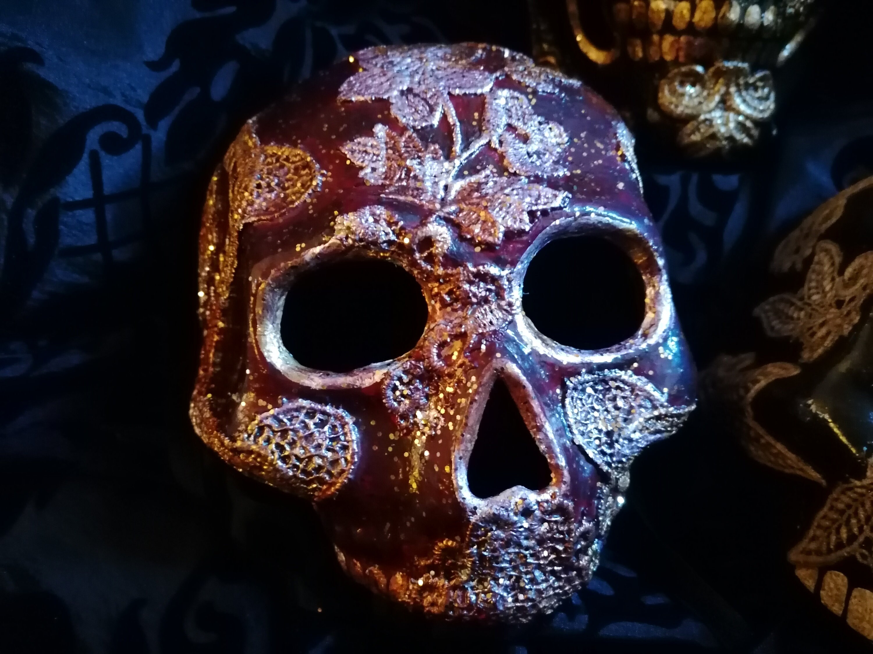 Venetian Skull Mask Burgundy and Gold Halloween Alternative Gothic - Etsy