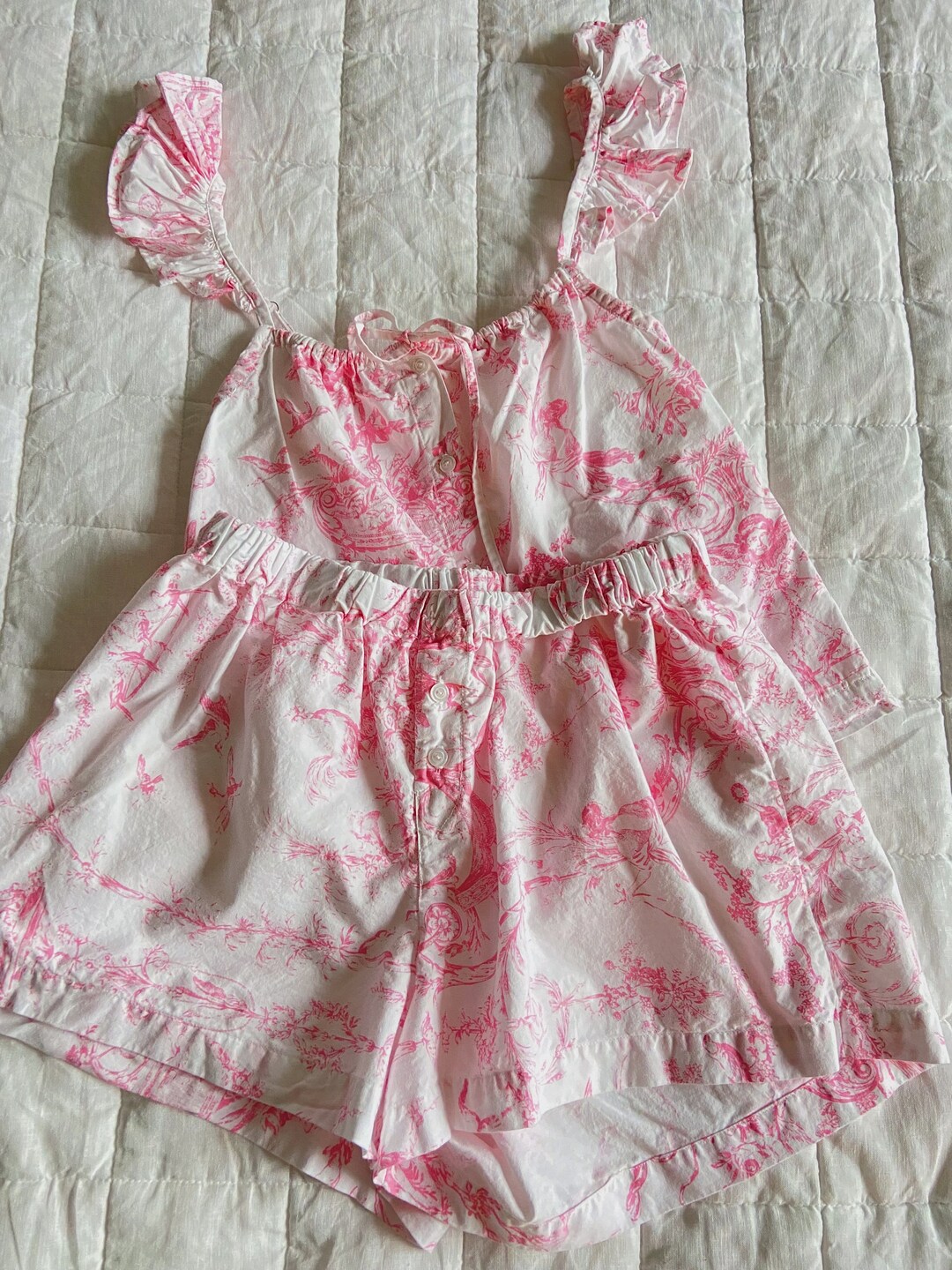 Cotton Pajama Ruffle Set Sleep Loungewear - Etsy