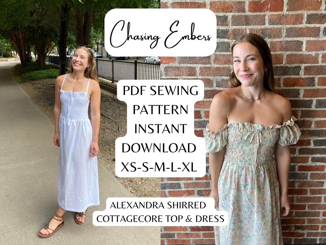 Shirred Cottage Core Top & Dress PDF Sewing Pattern - Etsy Australia