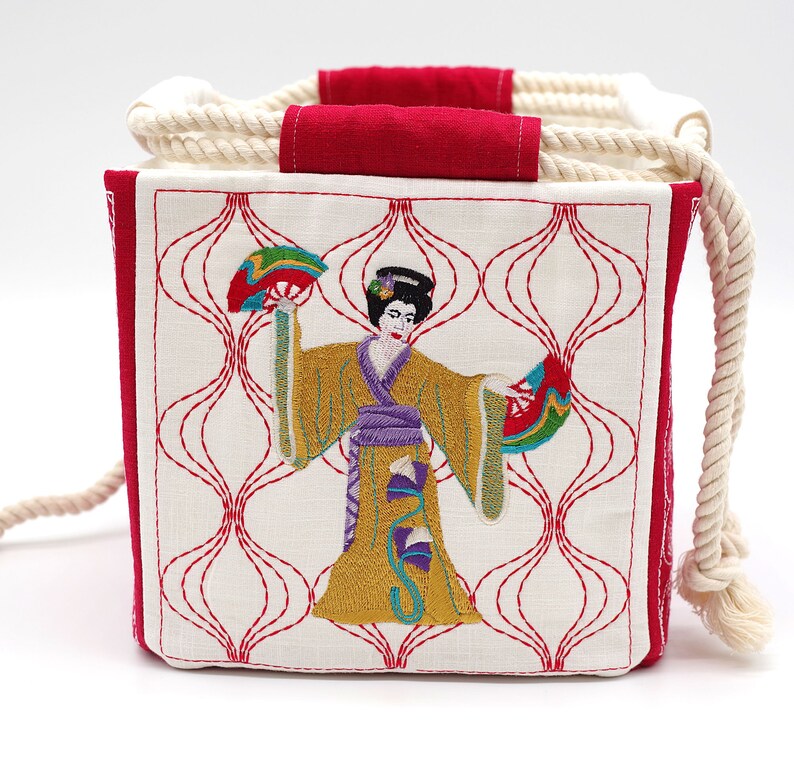 Red-white Japanese Drawstring Pouch Komebukuro Sashiko - Etsy