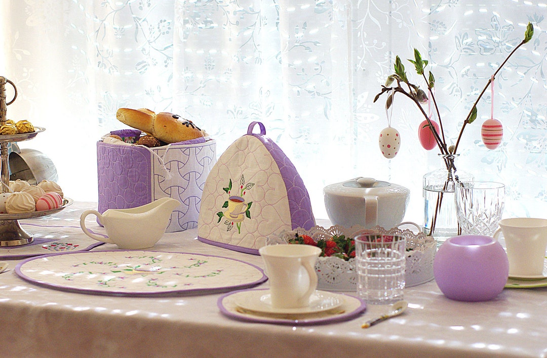 Lilac Tea Set, Embrodiered Teapot Warmer, Elegant Table Decor - Tea ...