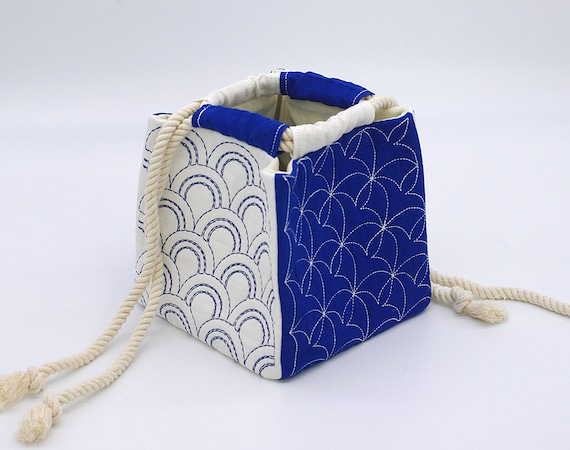 Royal Blue Japanese Drawstring Pouch Komebukuro Sashiko - Etsy