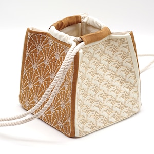 Japanese Drawstring Pouch With Sakura Embroidery - Komebukuro - Sashiko ...