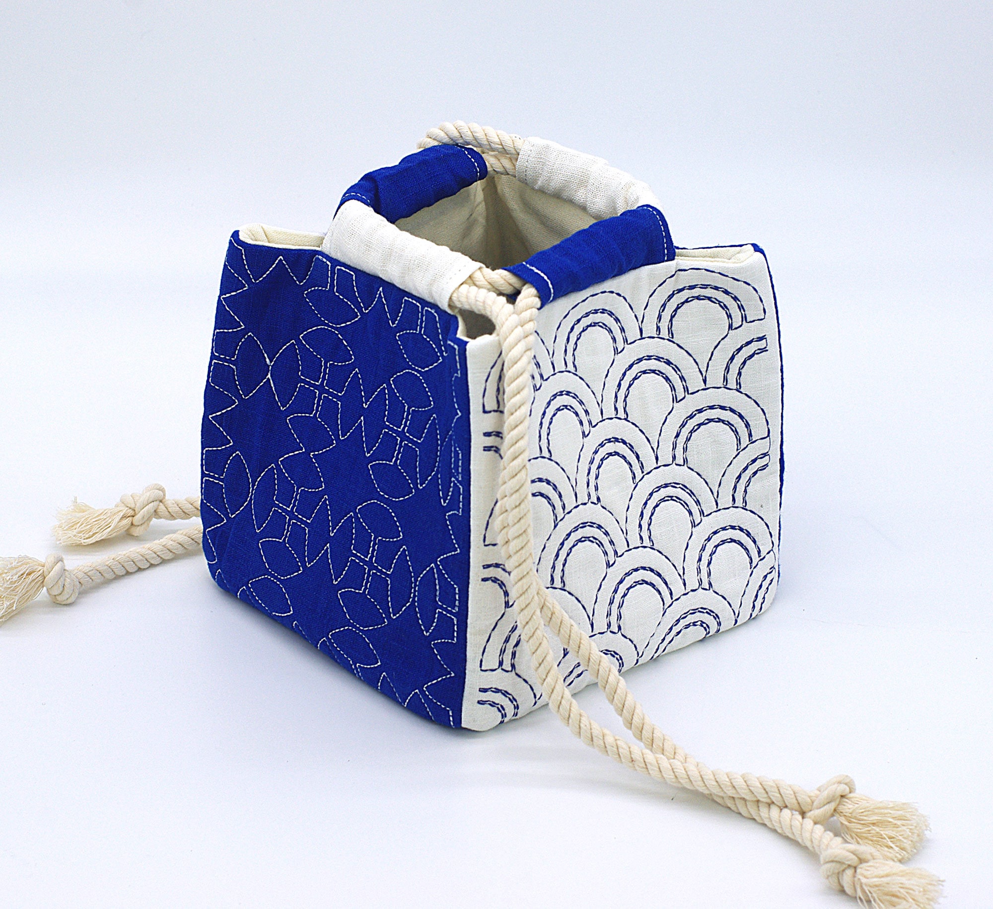 Royal Blue Japanese Drawstring Pouch Komebukuro Sashiko - Etsy