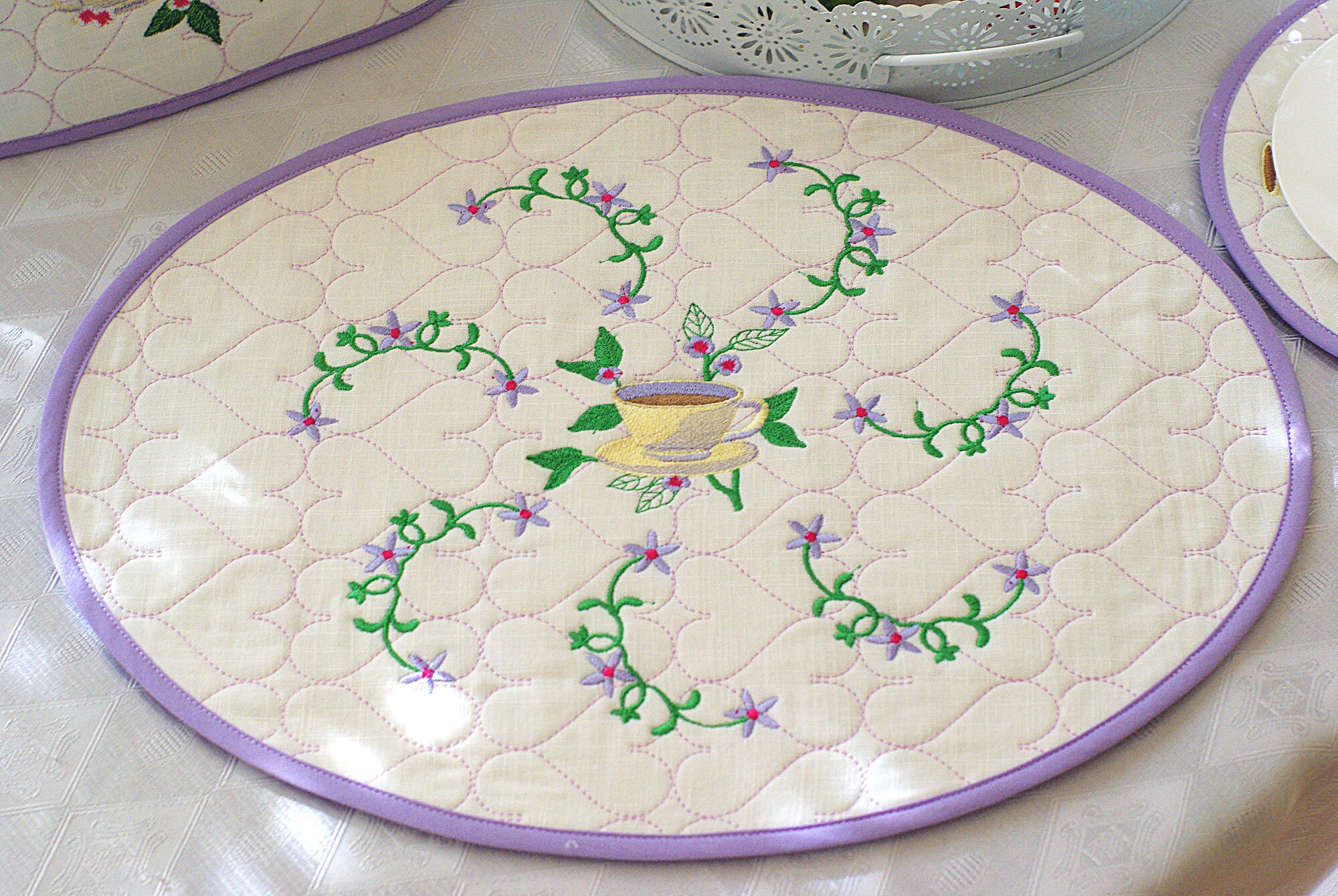 Lilac Tea Set Embrodiered Teapot Warmer Elegant Table Decor - Etsy