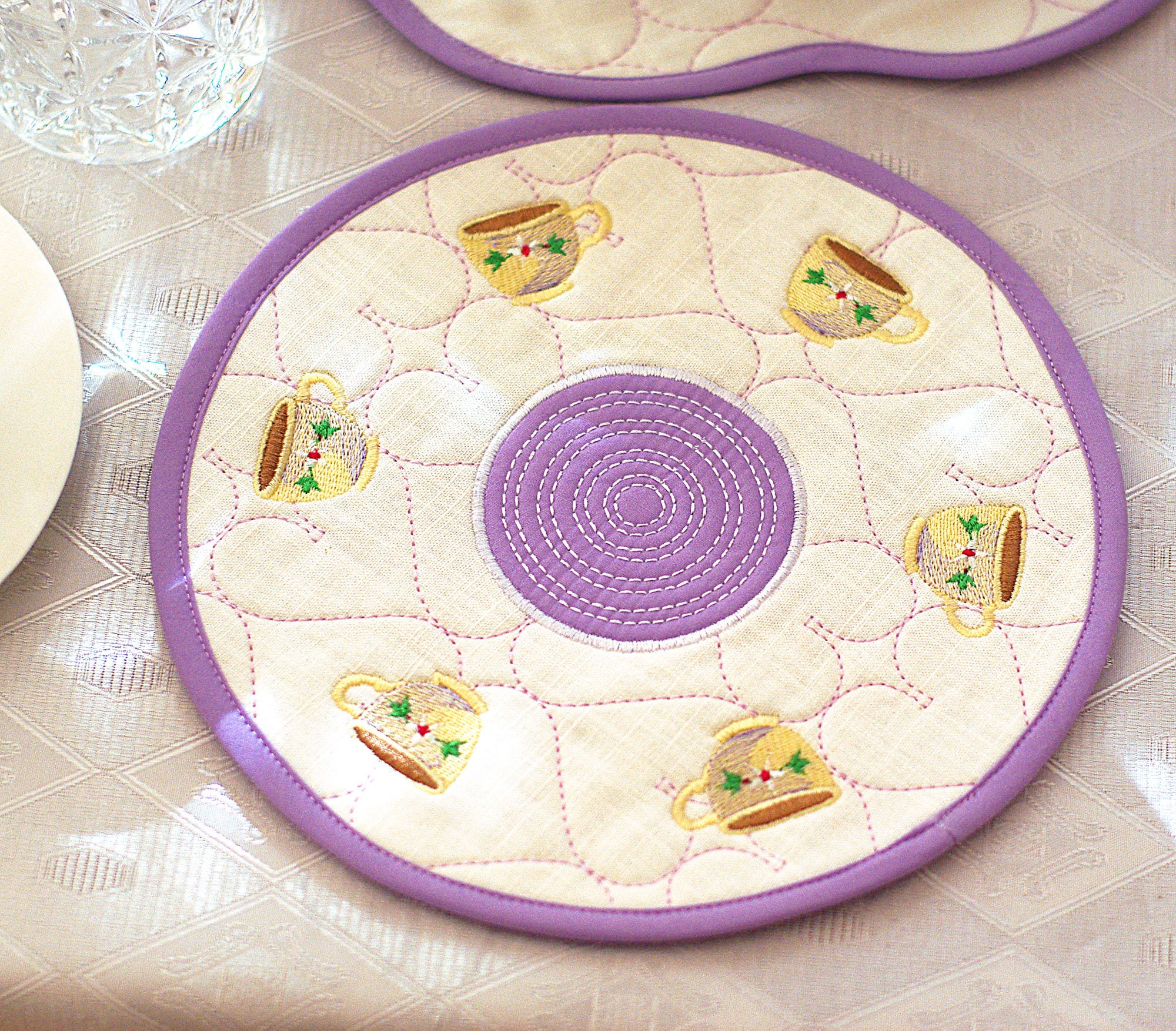 Lilac Tea Set Embrodiered Teapot Warmer Elegant Table Decor - Etsy