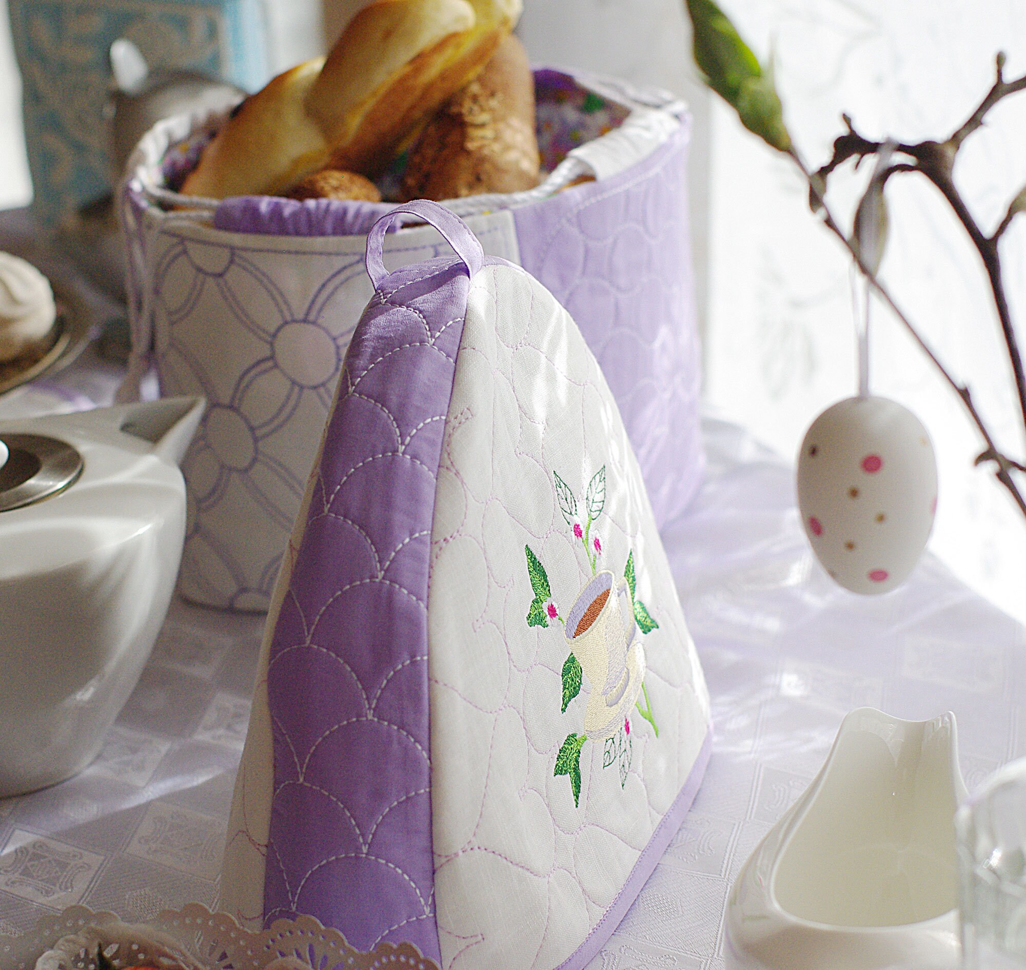 Lilac Tea Set Embrodiered Teapot Warmer Elegant Table Decor - Etsy