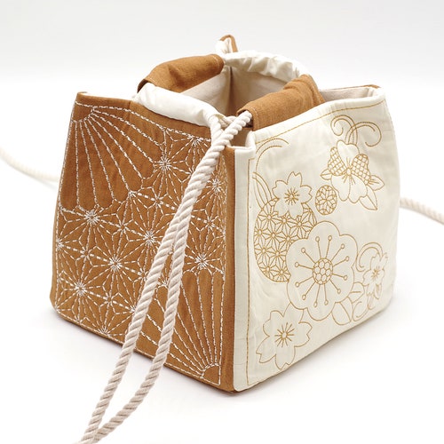 Red-white Japanese Drawstring Pouch Komebukuro Sashiko - Etsy