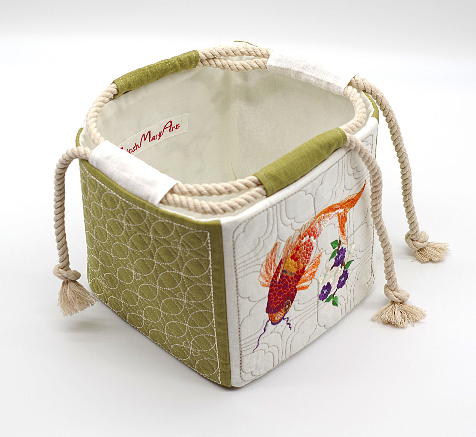 Green Japanese Drawstring Pouch Komebukuro Sashiko Quilt - Etsy