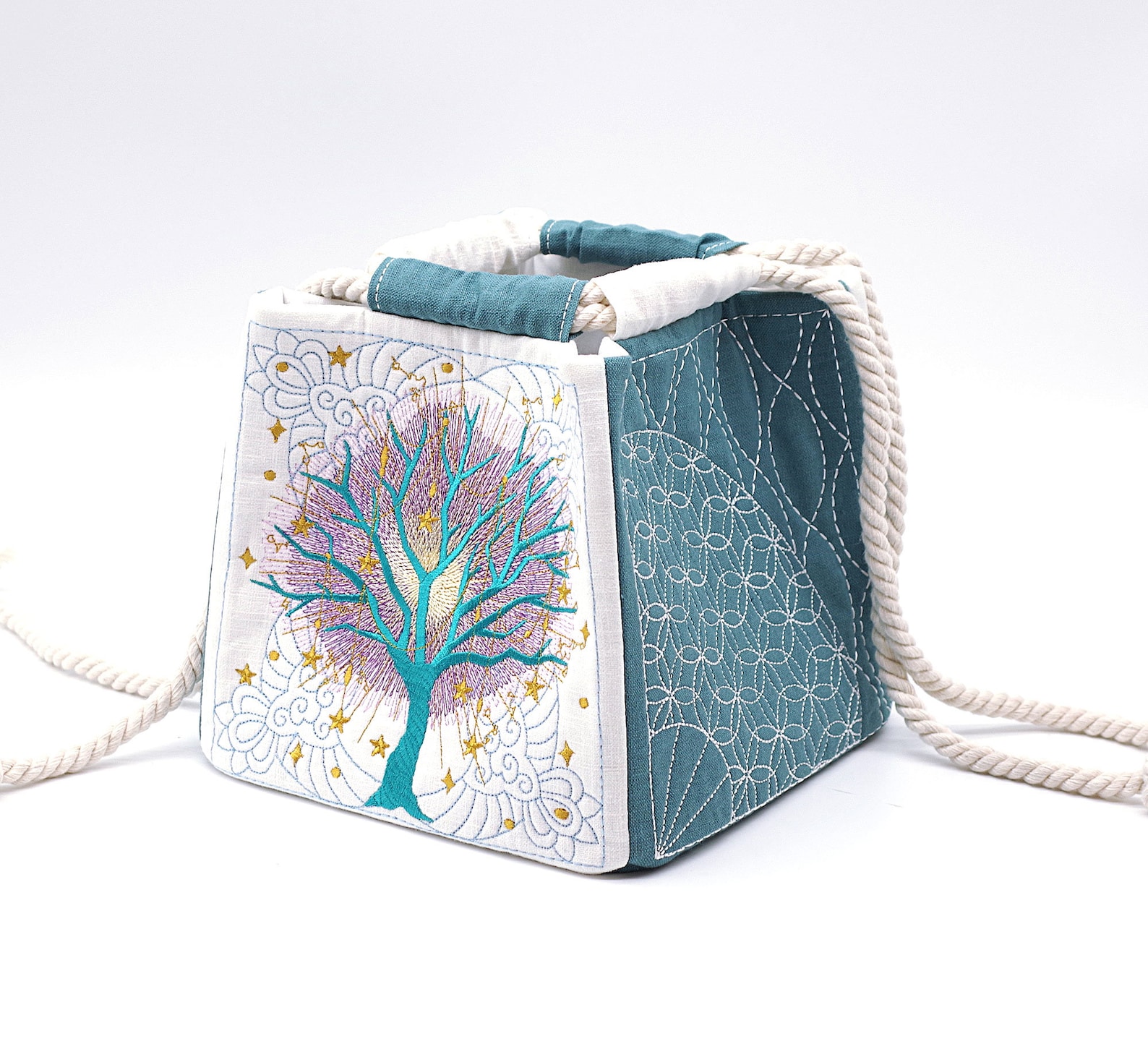 Japanese Drawstring Pouch Linen Komebukuro Petrol Blue - Etsy