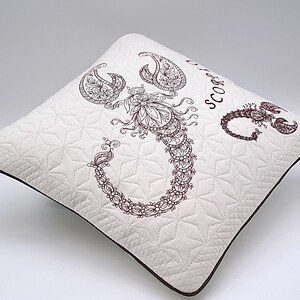 Zodiac Embroidered Pillow - Natural White, Astrology Sign Scorpio ...