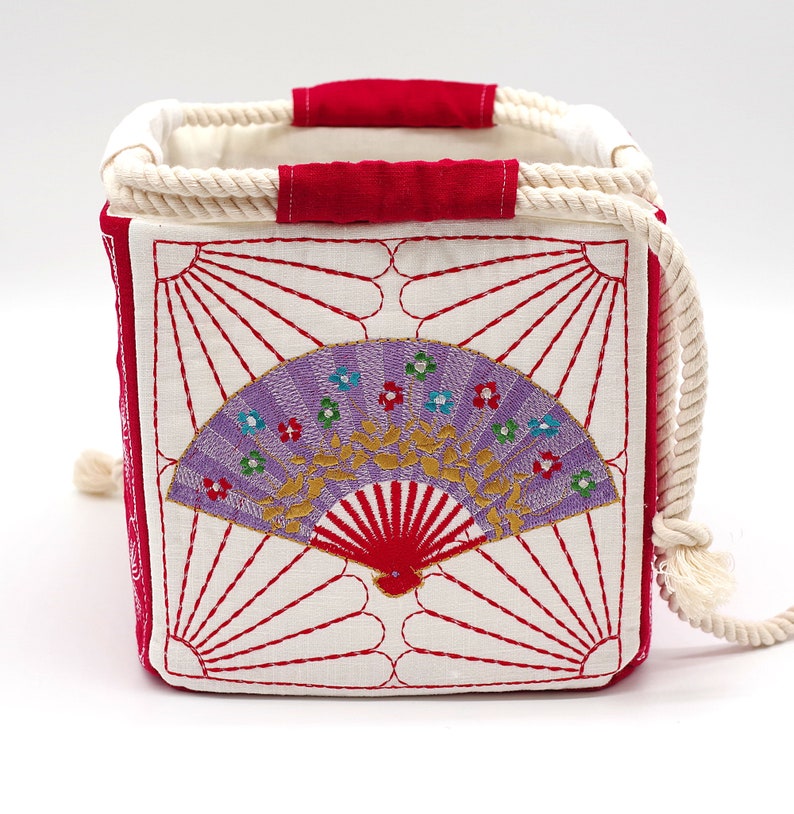 Red-white Japanese Drawstring Pouch Komebukuro Sashiko - Etsy