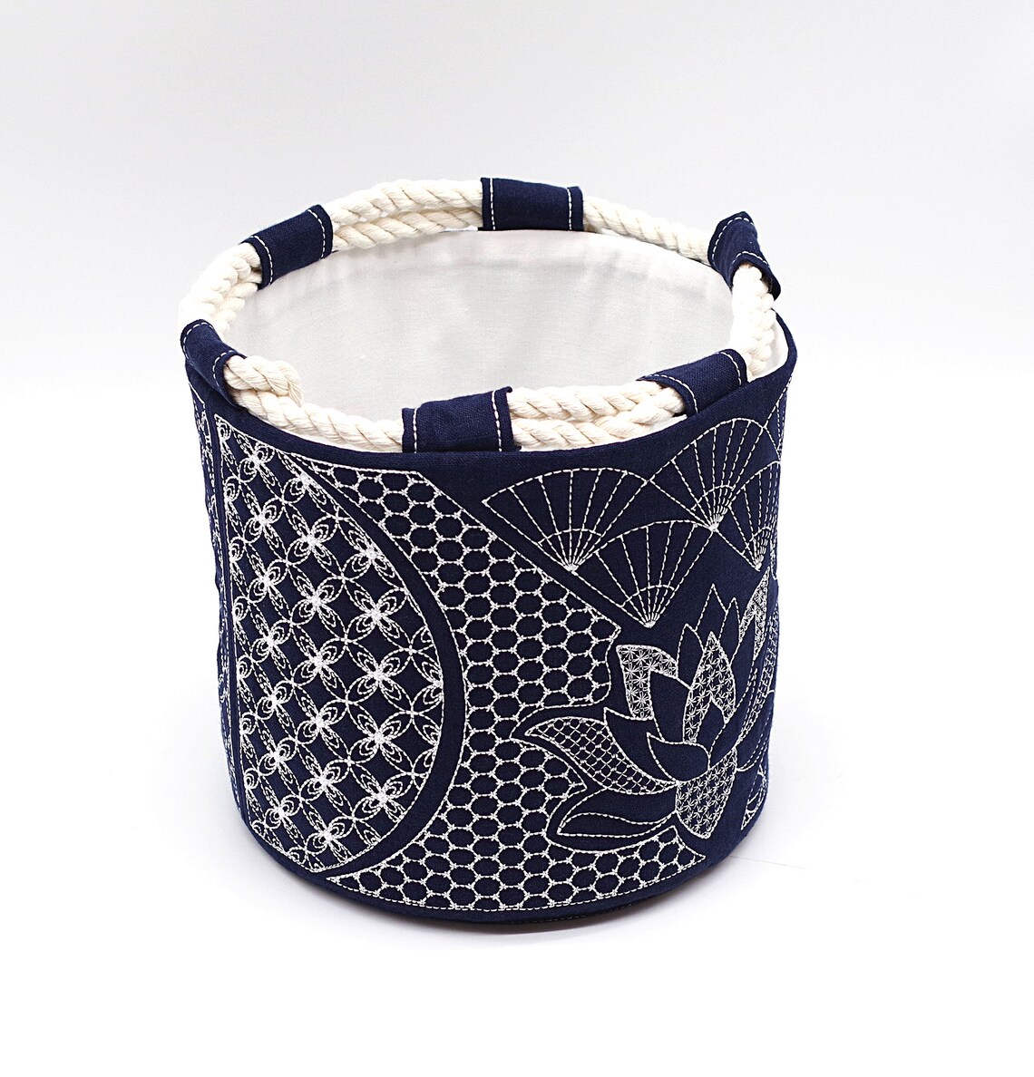 Blue Japanese Drawstring Pouch ROUND Kanji Komebukuro - Etsy