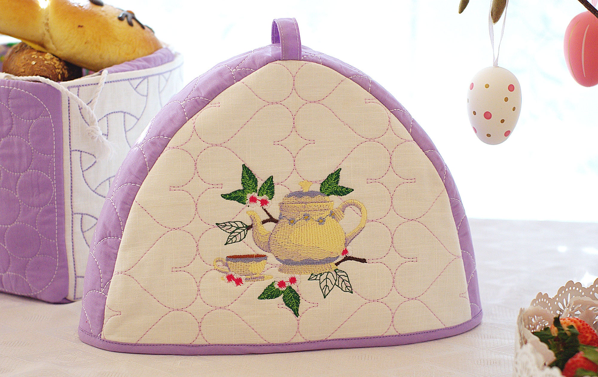 Lilac Tea Set Embrodiered Teapot Warmer Elegant Table Decor - Etsy