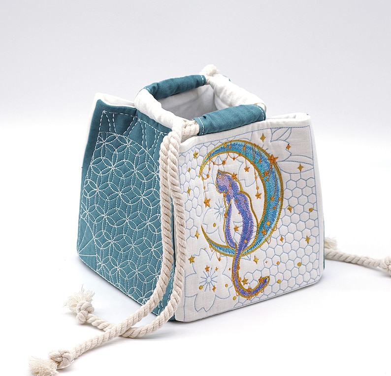 Japanese Drawstring Pouch Linen Komebukuro Petrol Blue - Etsy