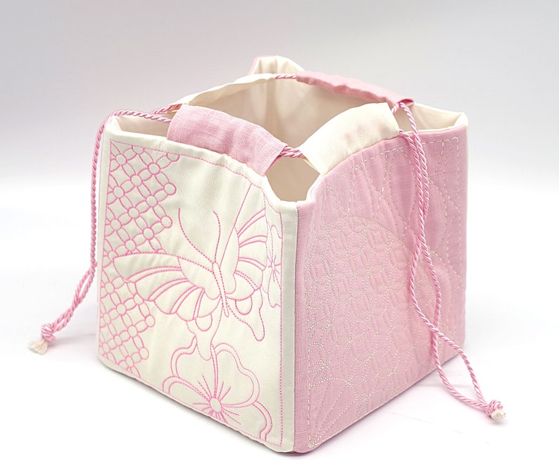 Wedding Japanese Drawstring Pouch With Sakura and Crane Embroidery ...