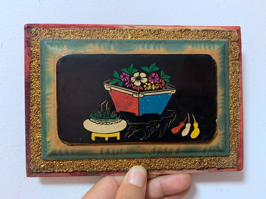 Chinese Wood Wall Art, Hand Painted Wood Panel, Small Decorative ...