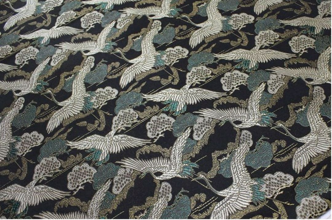 Cranes Brocade Fabric Birds Brocode Fabrics Jacquard Fabric - Etsy