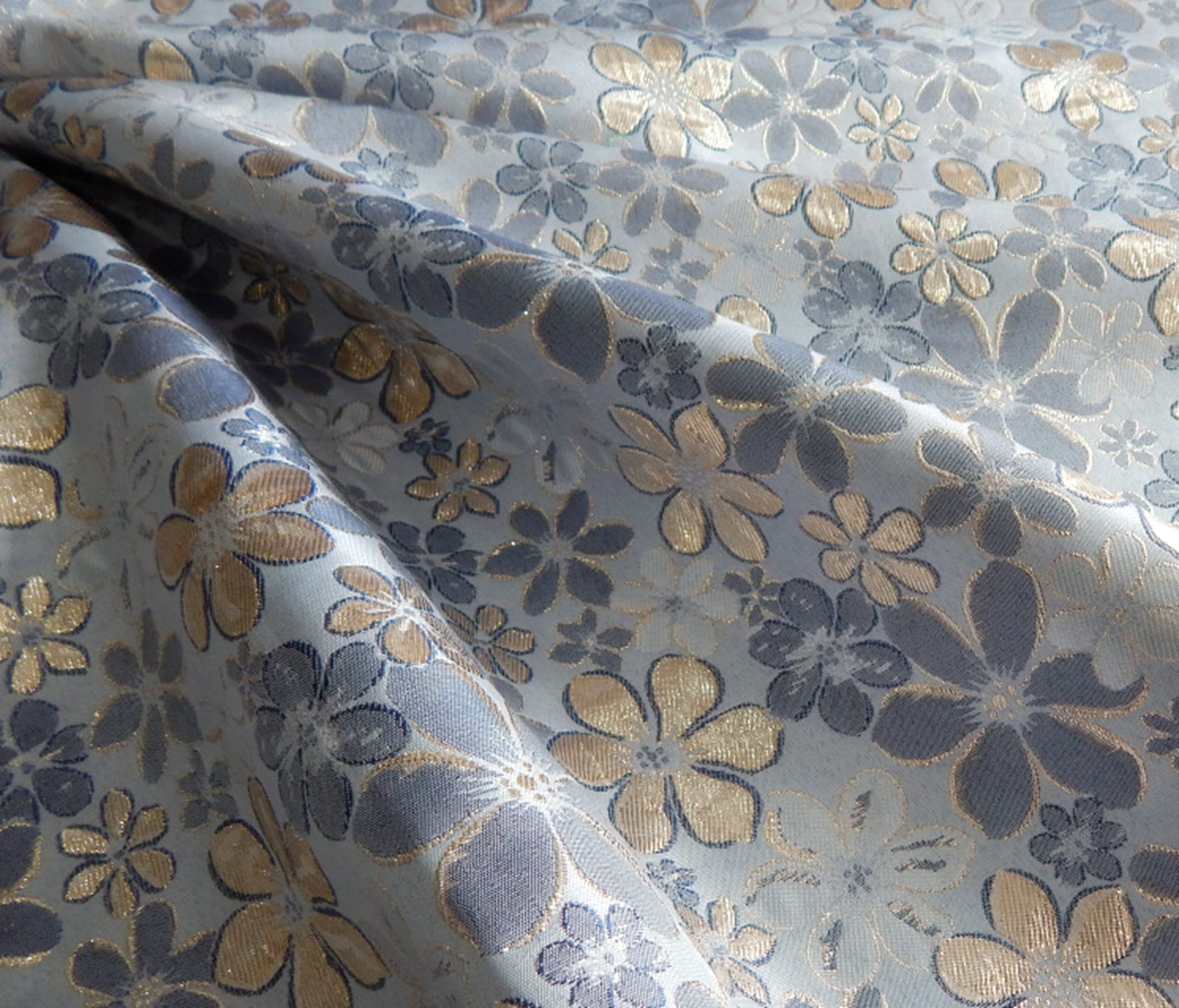 Floral Brocade Fabric by the Yard, Gold Yarn-dyed Jacquard Fabric, Gold ...