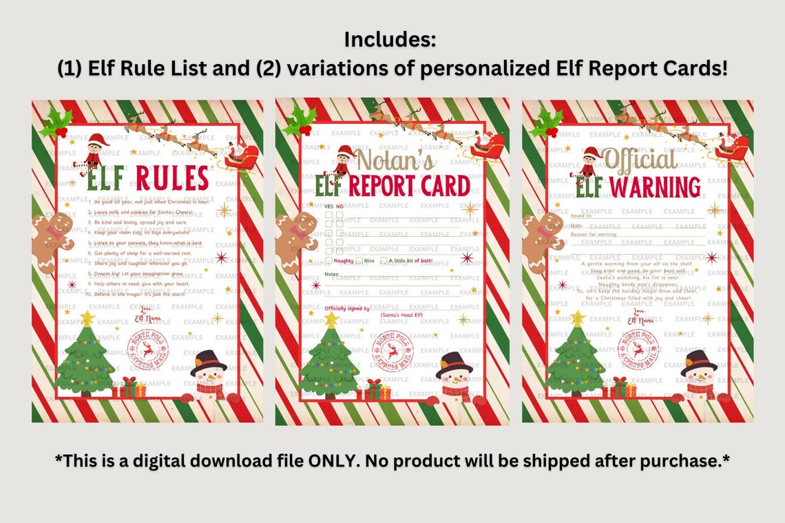 Personalized Elf Report Card Kit - Etsy