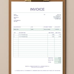 Editable Invoice Template for Word, Printable Invoice Design (instant ...