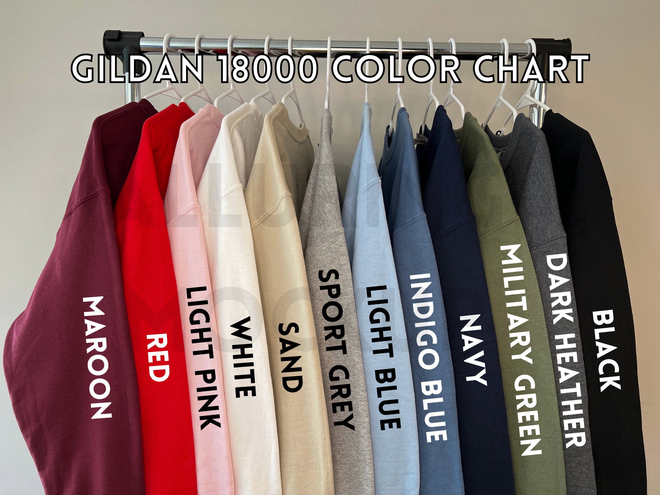 Color Chart Gildan 18000, Printful Color Chart, Gildan Color Guide ...