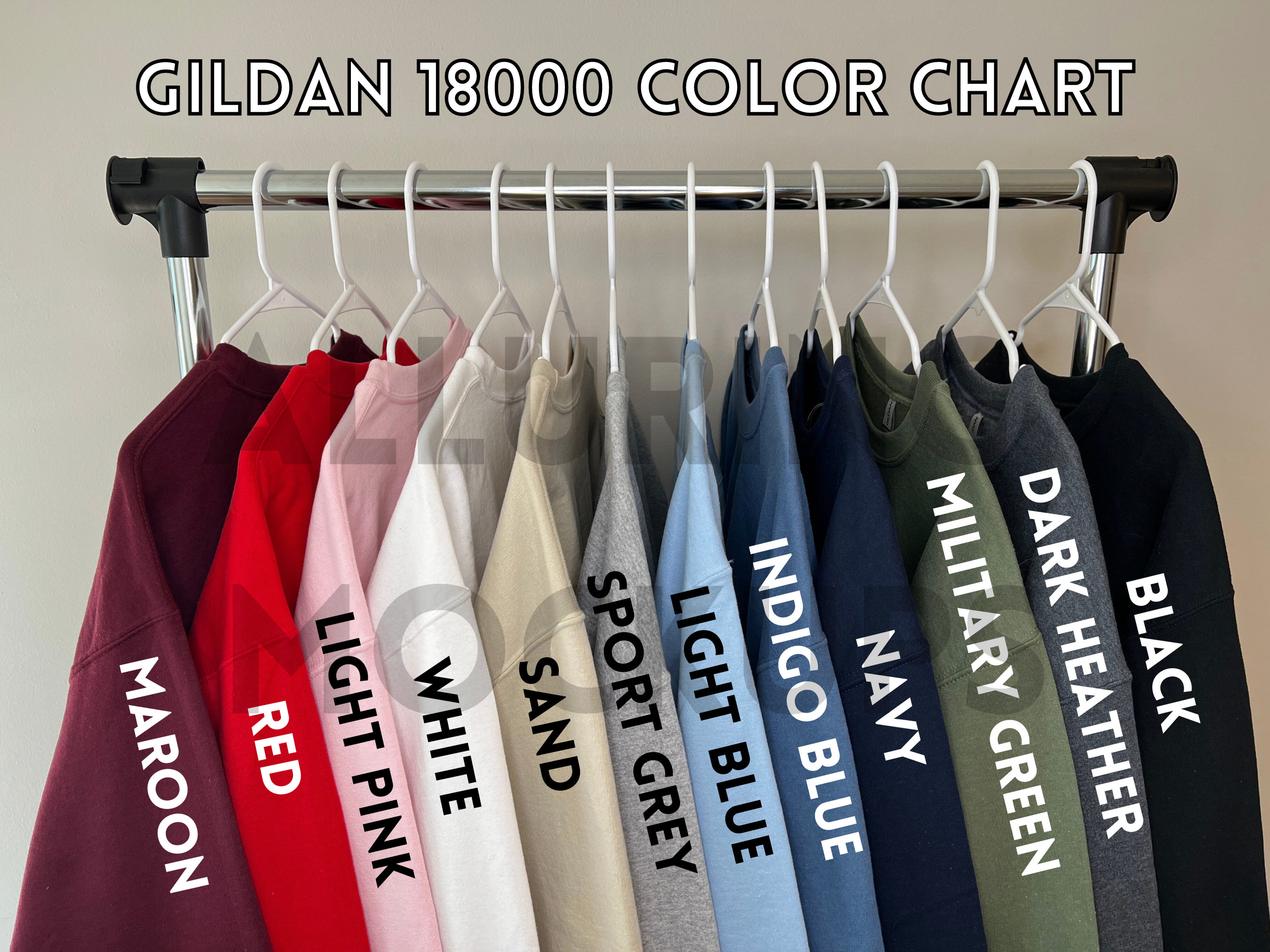 Color Chart Gildan 18000, Printful Color Chart, Gildan Color Guide ...