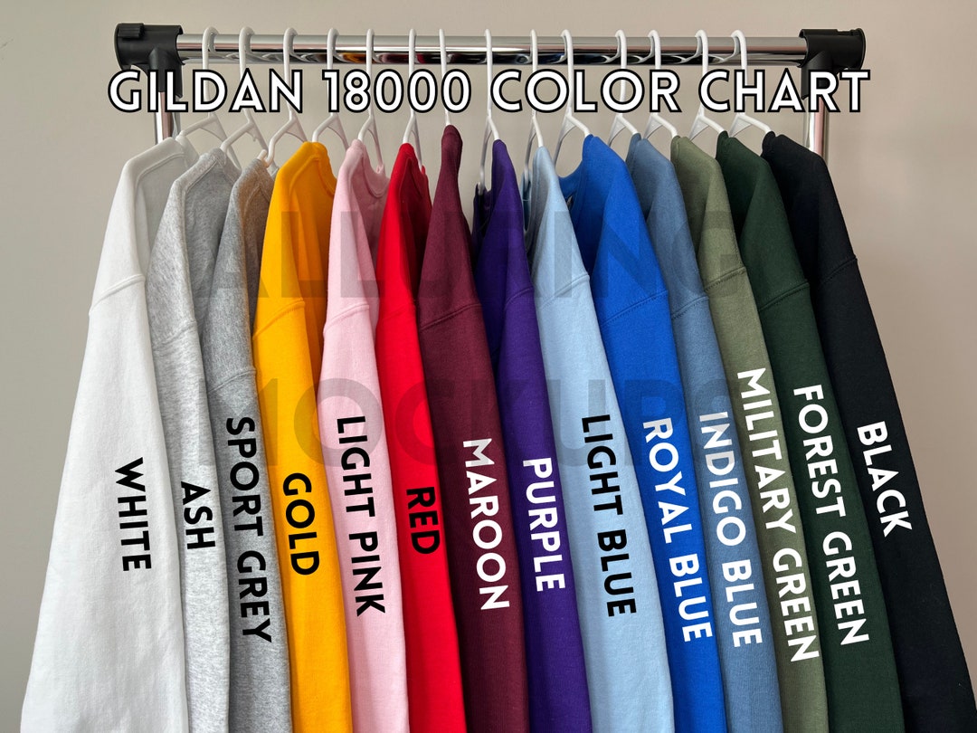 Gildan 18000 Color Chart, Gildan Color Guide, Gildan Color Chart, Color ...