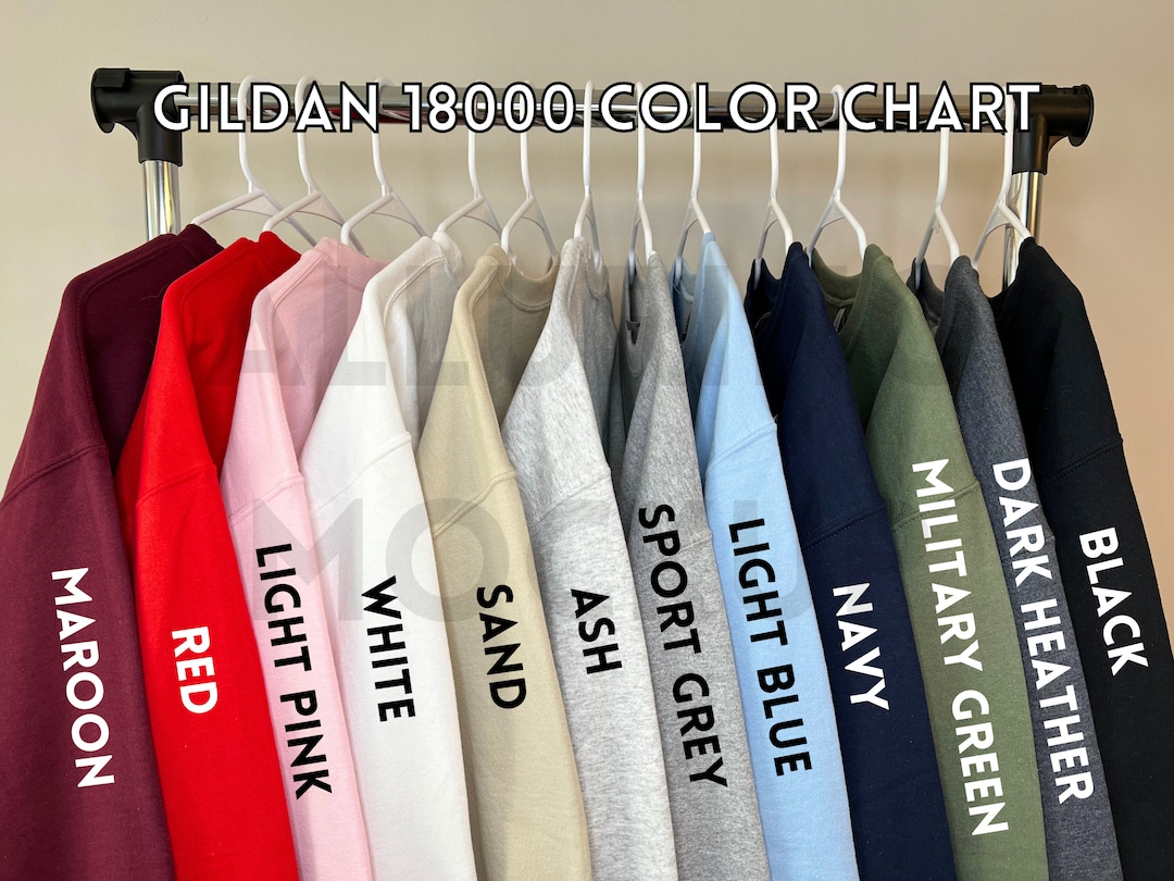 Color Chart Gildan 18000, Printful Color Chart, Gildan Color Guide ...