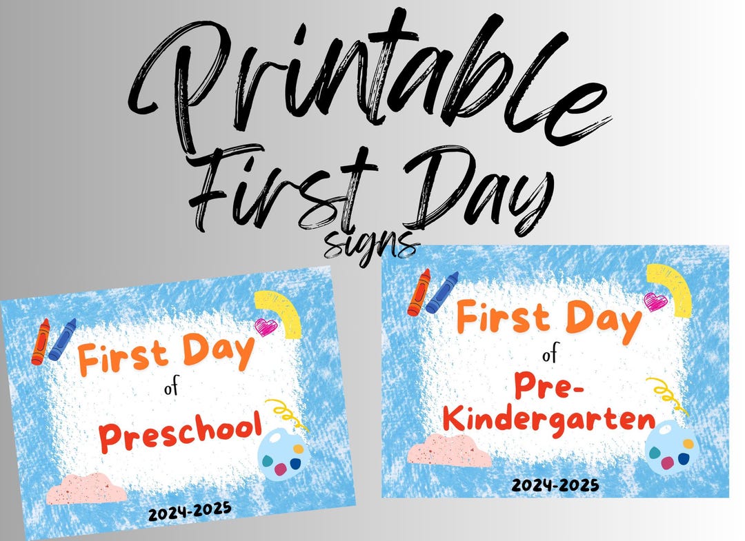 Printable- First Day of Preschool/pre K Sign - Etsy