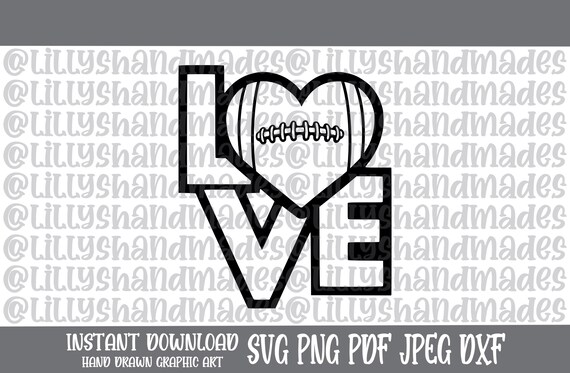 Love Football Svg Football Love Svg Football Heart Svg - Etsy