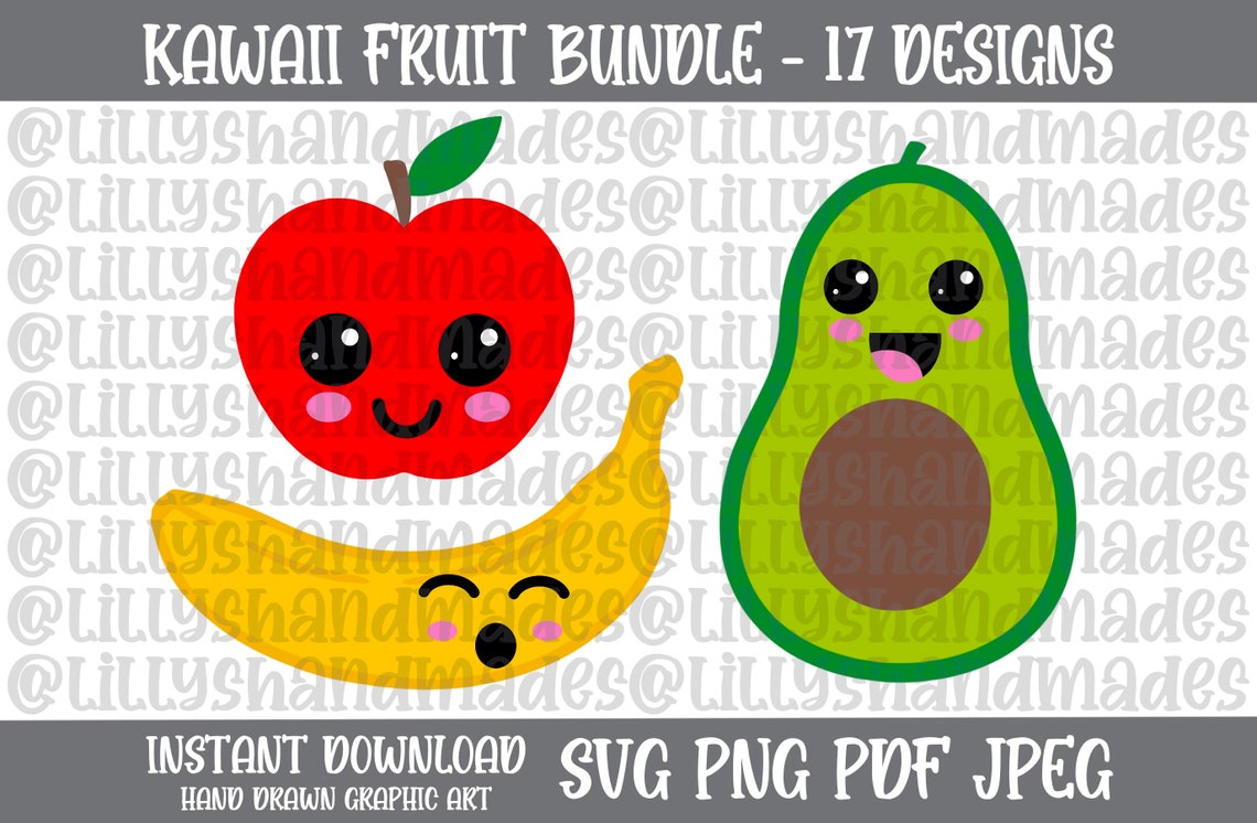 Fruit Svg Kawaii Fruit Svg Bundle Fruit Clipart Pineapple - Etsy
