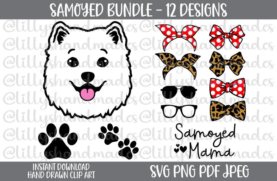 Samoyed Svg, Samoyed Png, Samoyed Clipart, Samoyed Vector, Samoyed Mom ...