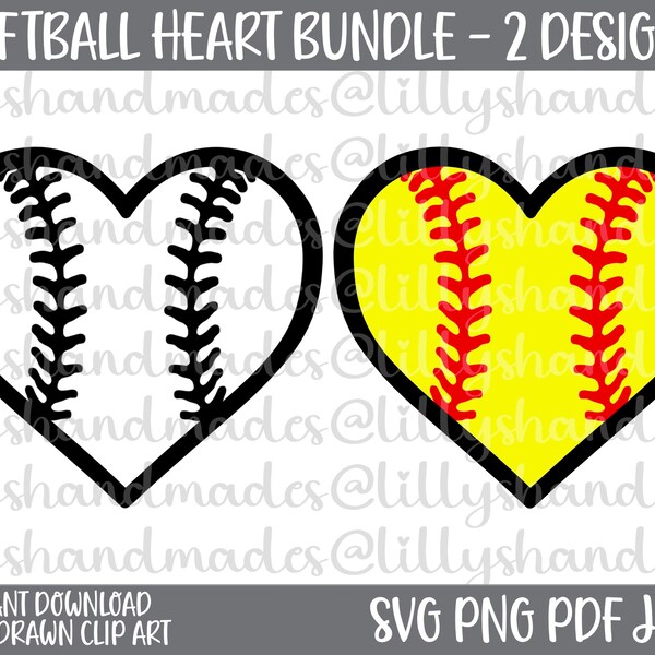 Softball Heart - Etsy