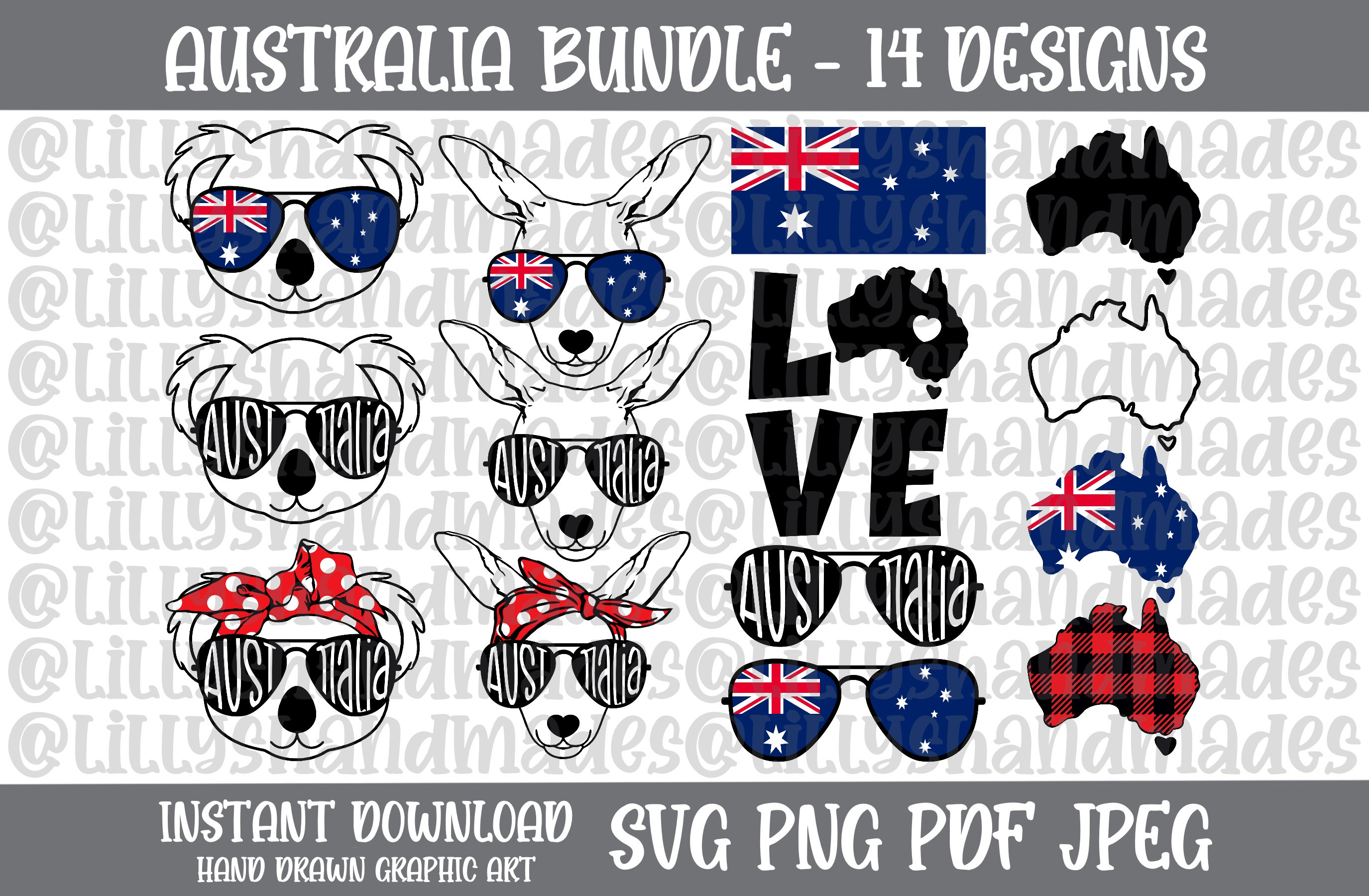 Australia Svg Koala Svg Australian Koala Clipart Kangaroo | Etsy