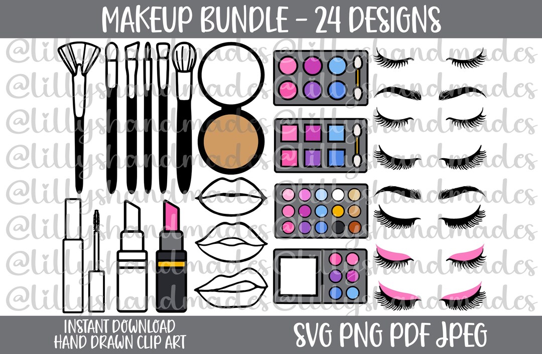 Makeup Svg Bundle, Makeup Clipart, Eyelashes Svg, Lips Svg, Eyeshadow ...